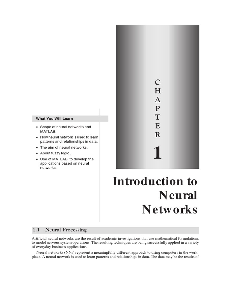 Chapter 01 Introduction To Neural Networks Pdf Matlab Artificial Neural Network