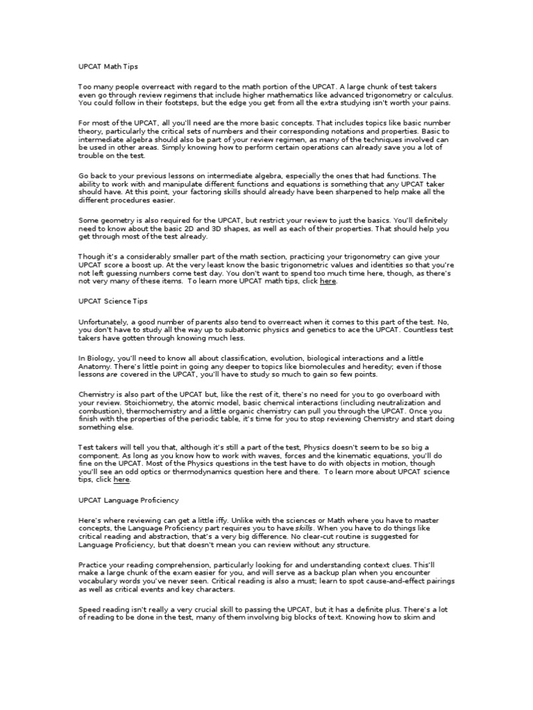 UPCAT Coverage | PDF | Trigonometry | Teaching Mathematics