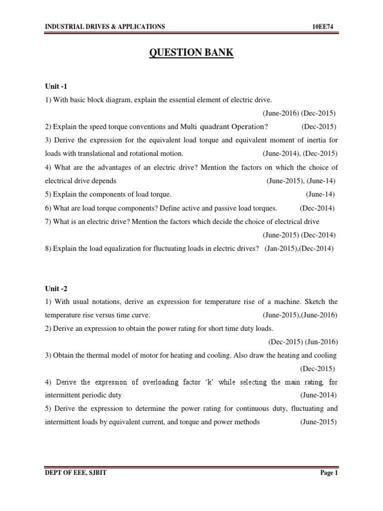 Eee-Vii-Industrial Drives and Applications (10ee74) - Question Paper ...