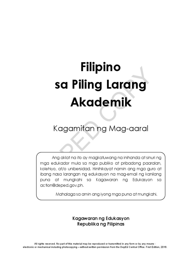 Filipino Reader (Akademik) v.1 | PDF