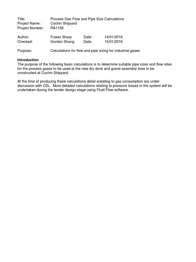 Process Gas Flow & Pipe Sizing Guide | PDF | Liquefied Natural Gas | Gases