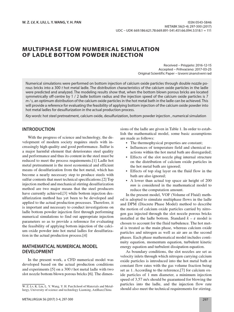 Multiphase Flow Numerical Simulation of Ladle Bottom Powder Injection ...