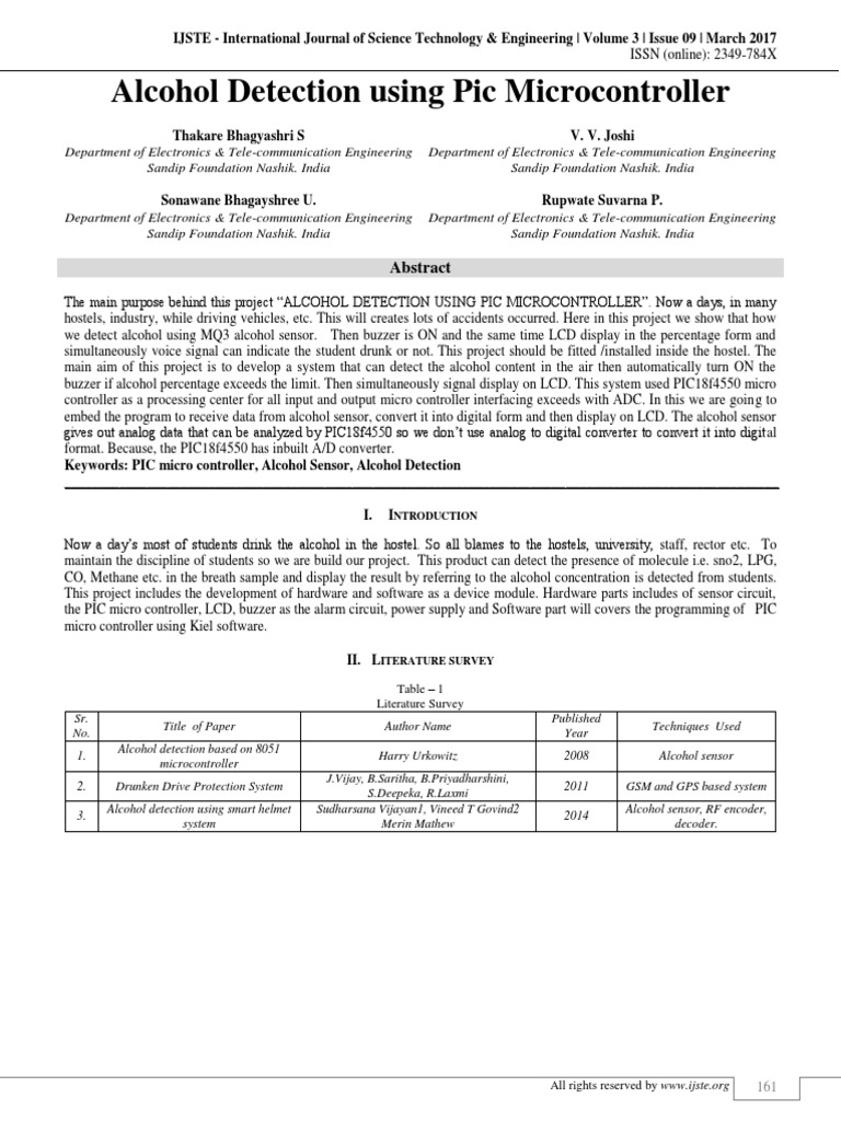 Alcohol Detection Using Pic Micro Controller | PDF | Microcontroller | Pic Microcontroller
