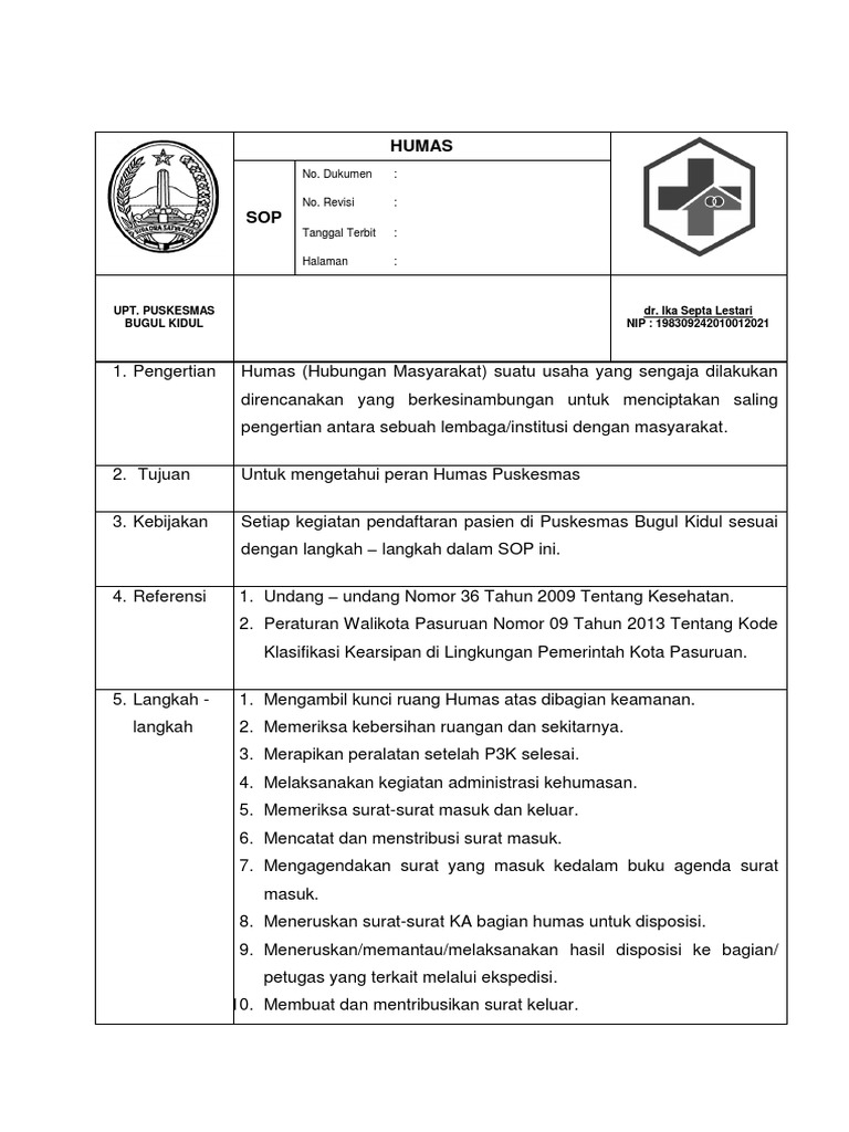 Sop Humas | PDF