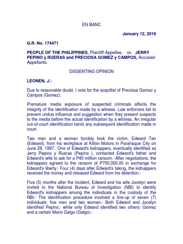 Notes On Identifying Accused | PDF | Witness | Legal Procedure