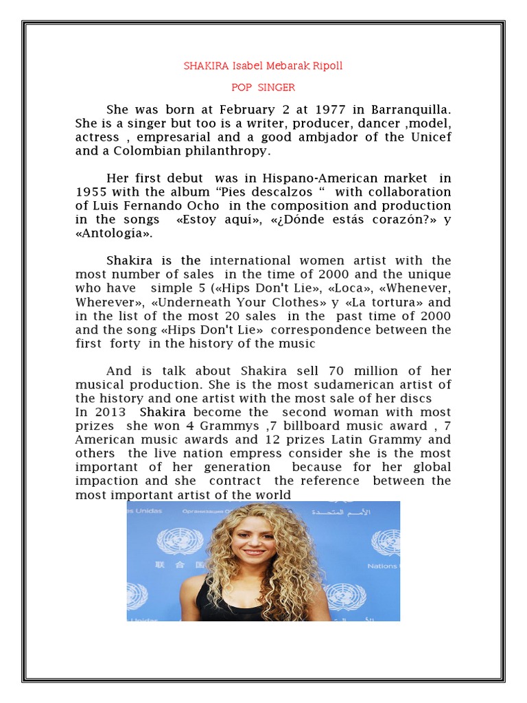 Shakira: Biografía en Inglés y Español | PDF | Pop Music | Recorded Music