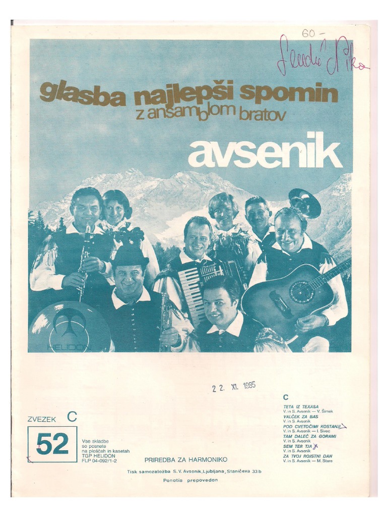 Avsenik Album - Za Harmoniko - Zvezek 52 | PDF