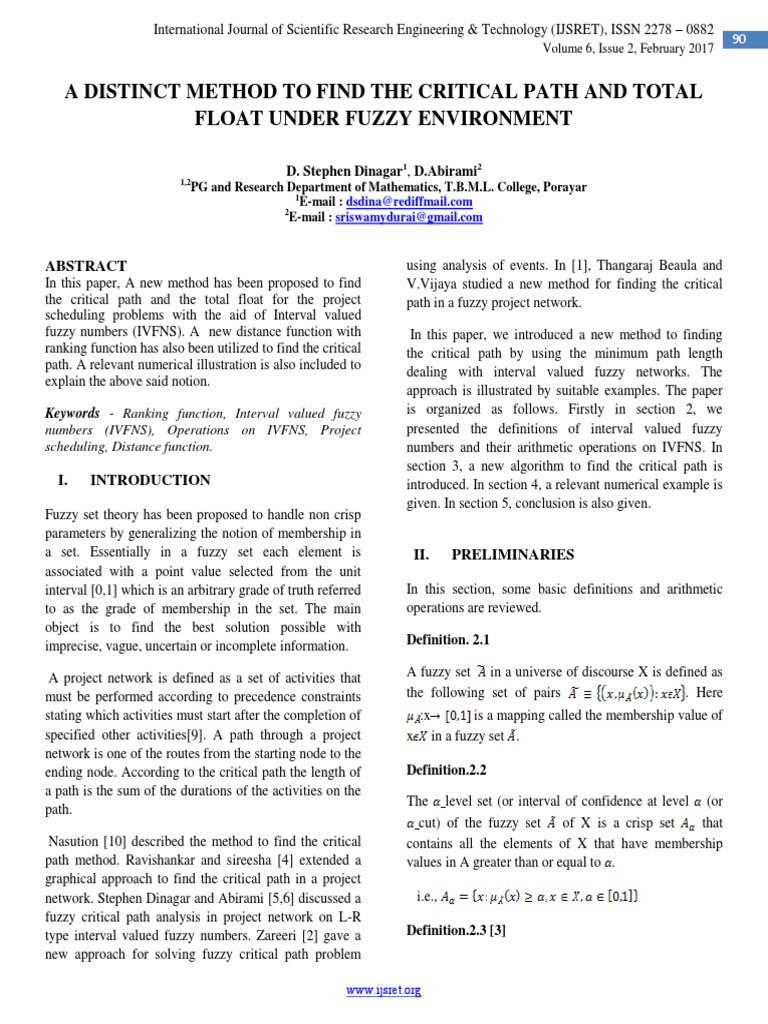 A Distinct Method To Find The Critical Path and Total Float Under Fuzzy ...