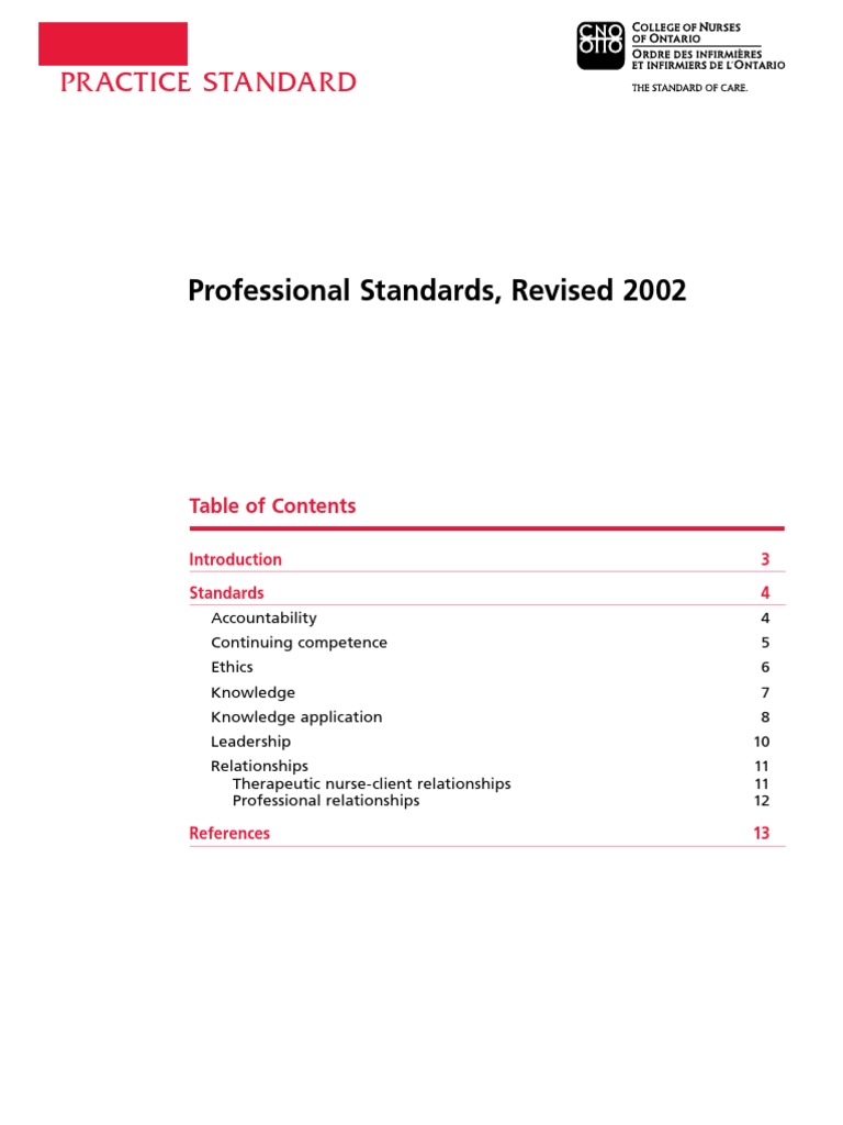 Professional Standards | PDF | Nursing | Leadership