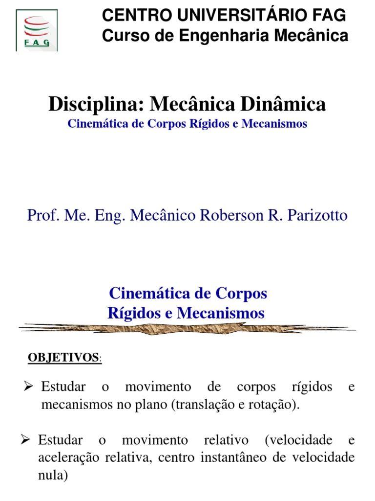 Notas de Aula 02-Cinematica - Mecanismos | PDF | Cinemática | Momento ...