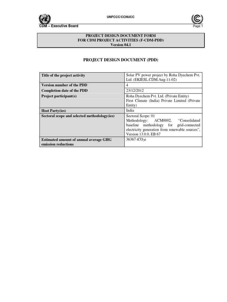 Project Design Document (PDD) : CDM - Executive Board | PDF | Cost Of ...