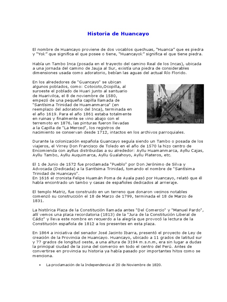 Historia de Huancayo | PDF | Perú | Política (general)