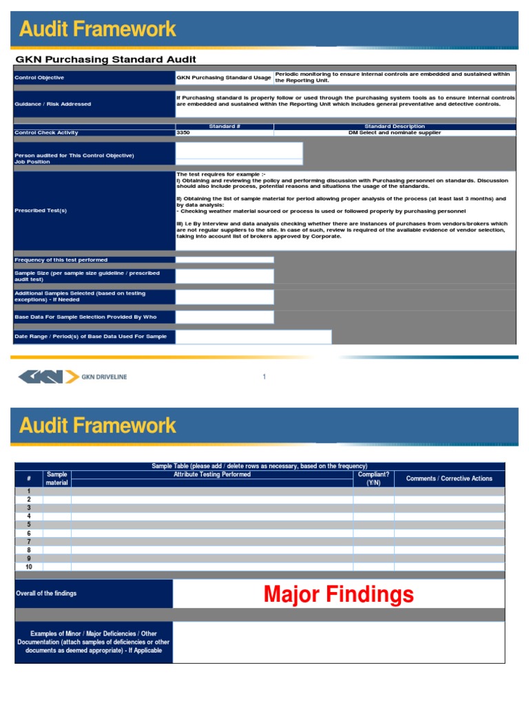 Audit Framework: GKN Purchasing Standard Audit | Download Free PDF ...