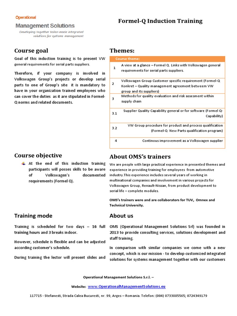 Formel-Q Training Package | PDF | Supply Chain | Operations Management