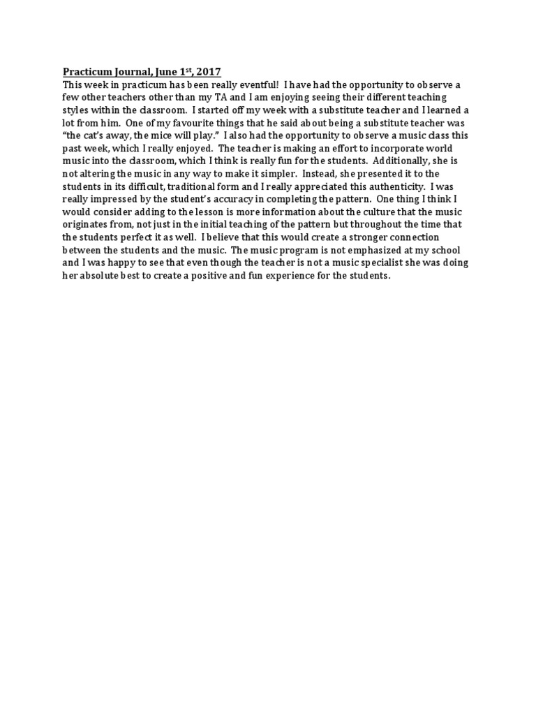 Practicum Journal | PDF
