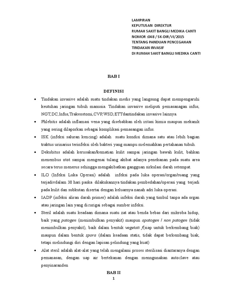 PANDUAN Pencegahan Infeksi Pada Tindakan Invasif Dan Alat Steril - Doc ...