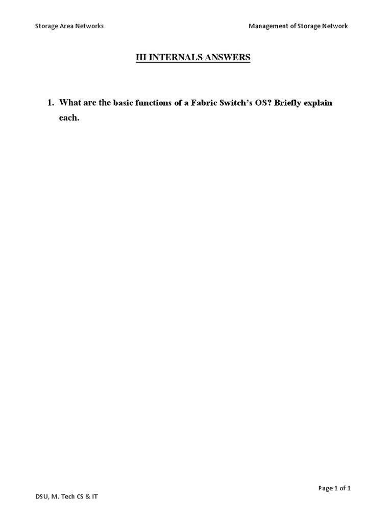 Iii Internals Answers: Storage Area Networks | PDF