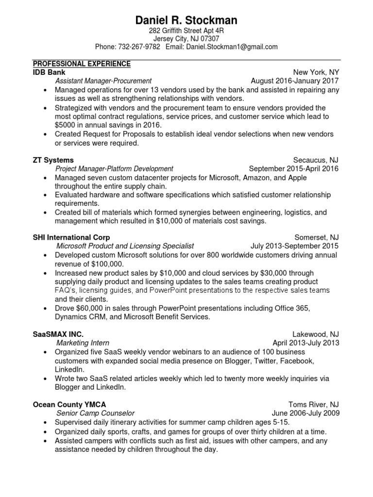 Daniel Stockman Resume PDF | PDF | Customer Relationship Management ...