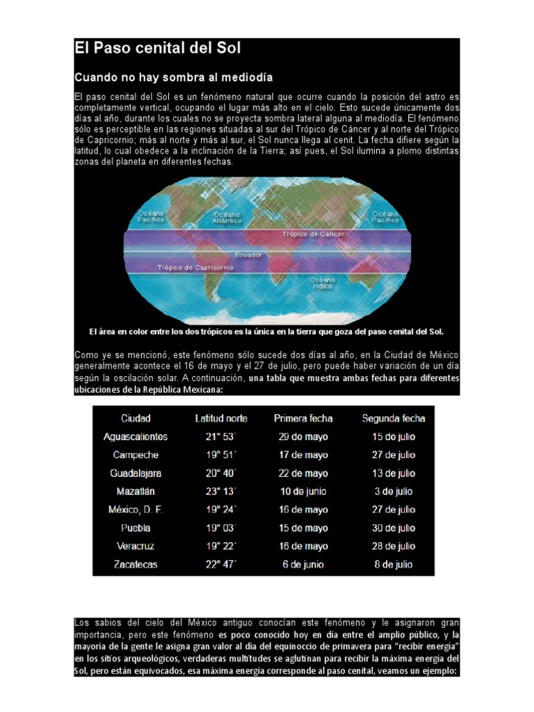 Paso Cenital Del Sol | PDF | Dom | Calendario