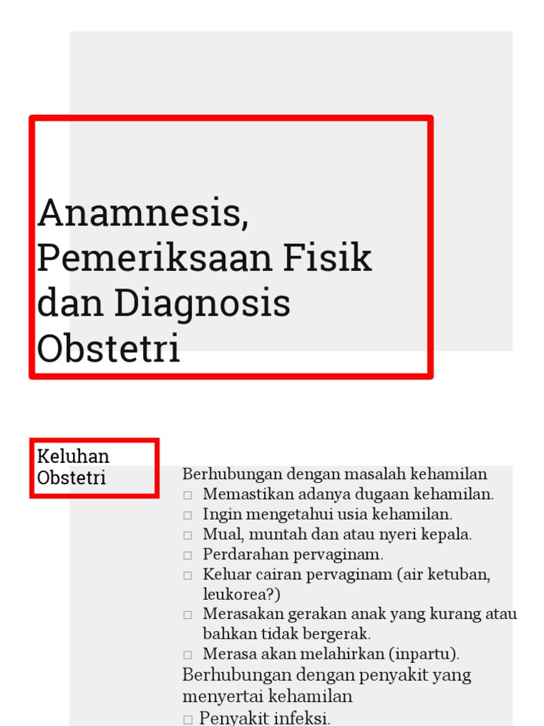 Anamnesis Pemfis Obstetri | PDF