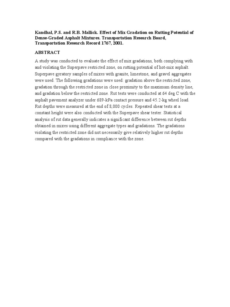 Effect of Mix Gradation On Rutting Potential of Dense-Graded Asphalt ...