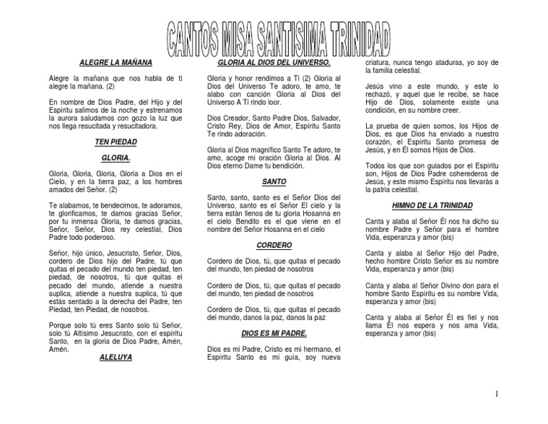 Cantos de Misa Trinidad | Descargar gratis PDF | Misa (liturgia) | Cristo (título)