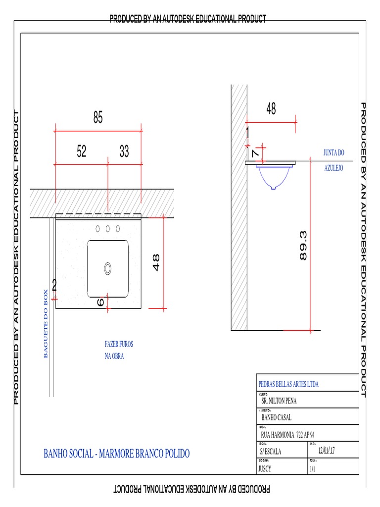 Draft Technical Drawing for Bathroom Renovation Project | PDF