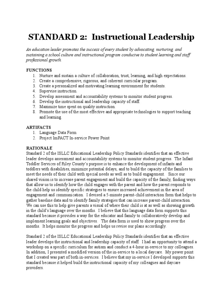 Standard 2 Rational | PDF | Leadership | Curriculum