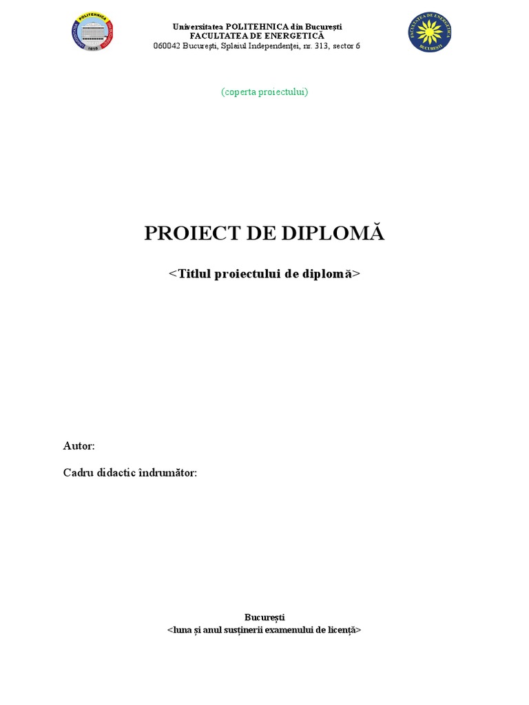 Anexa - 2a - Model Elaborare Proiect Diploma | PDF