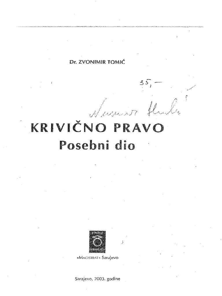 Krivicno Pravo Posebni Dio PDF | PDF