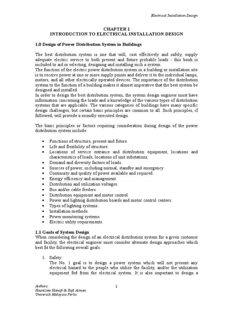 CH 1 - Introduction Electrical Installation Design 2010-2011 A4 | PDF ...
