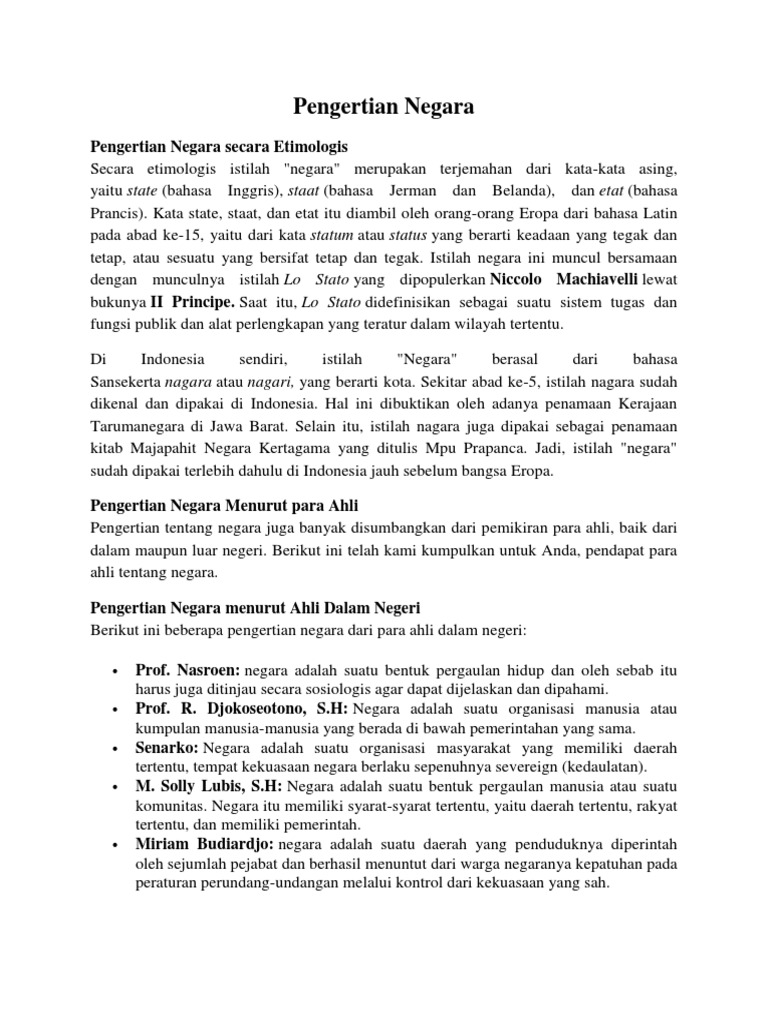 Pengertian Negara | PDF