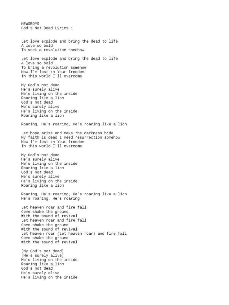 God's Not Dead: Lyrics Overview | PDF | Religion & Spirituality