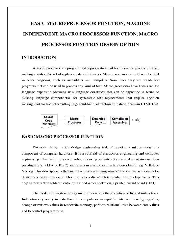 Basic Macro Processor Function Machine Independent Macro Processor Function Macro Processor