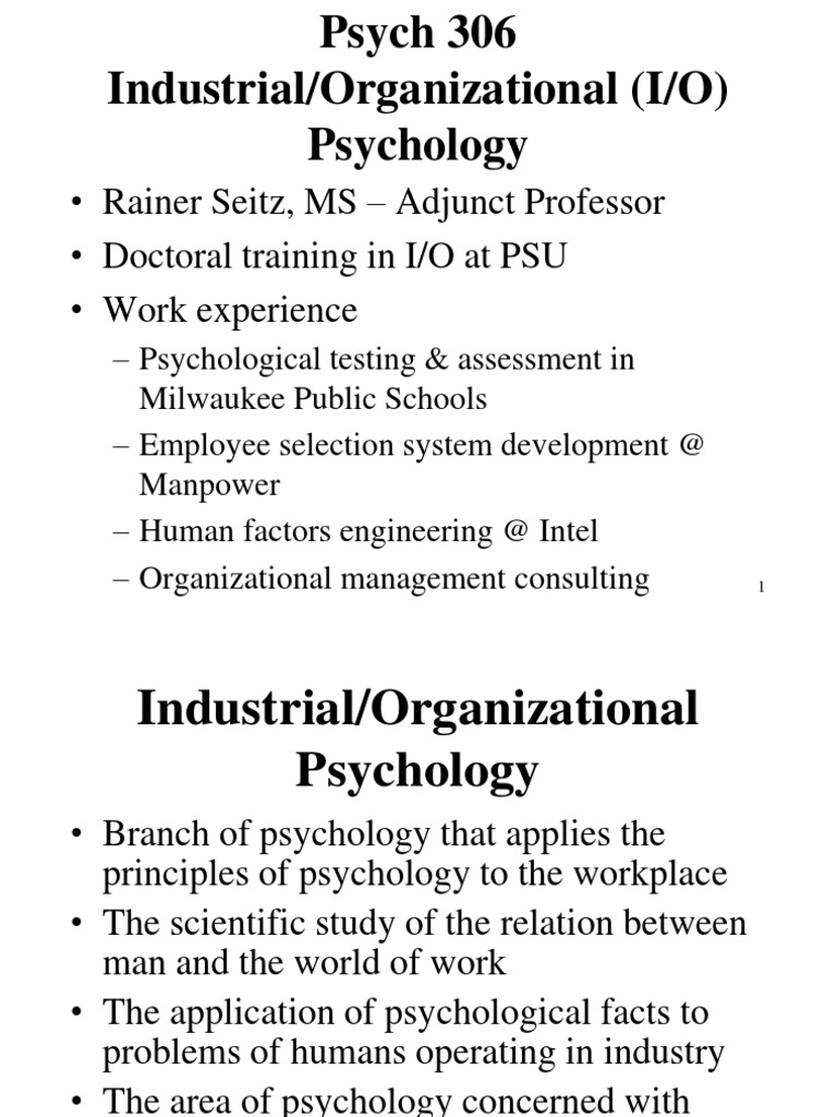 History, Areas and Research Methods of IO Psychology | Industrial And ...