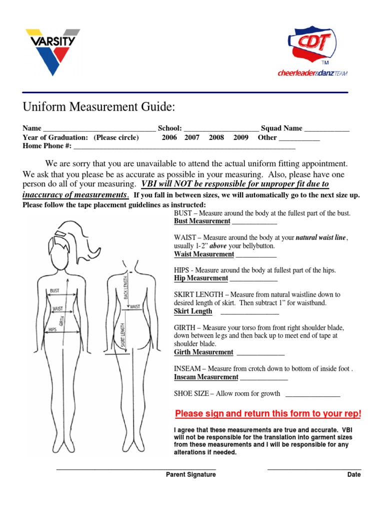 Uniform Measurement Submission Form | PDF | Waist | Human Body