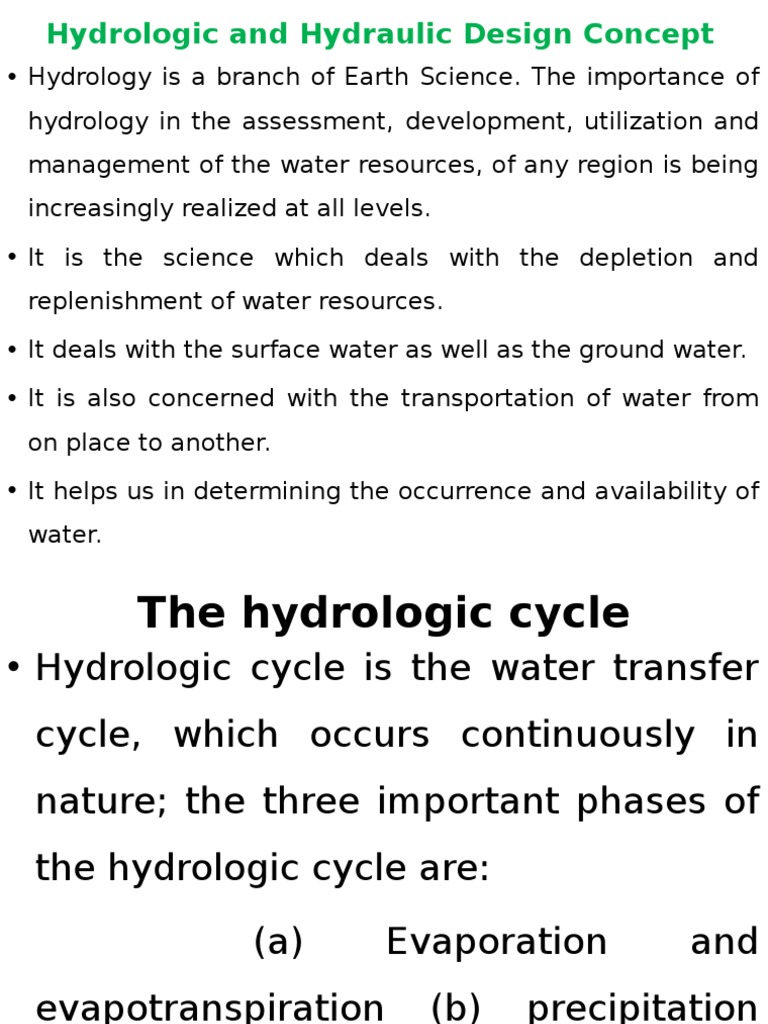 Hydrologic Design and Water Cycle Insights | PDF | Flood | Hydrology