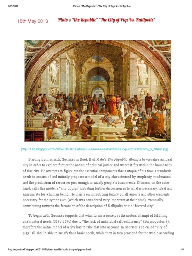 Plato’s _The Republic_ _The City of Pigs Vs | Utopia | Plato