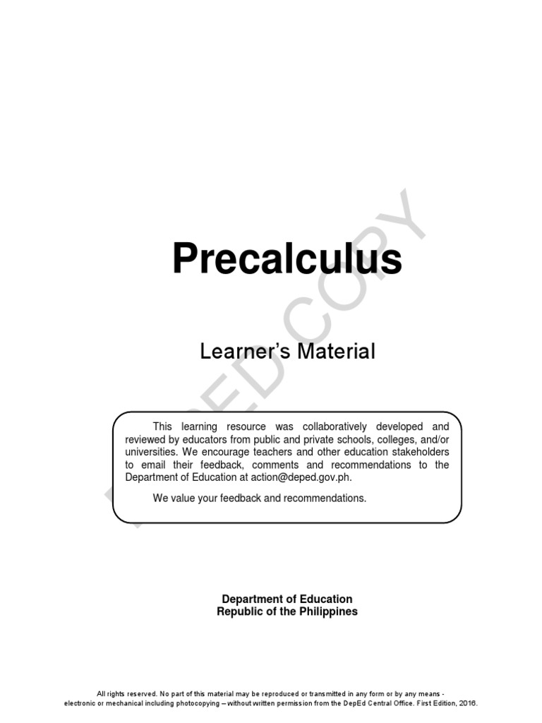 LM Precal Grade11 Sem 1 | PDF | Trigonometric Functions | Mathematical Objects