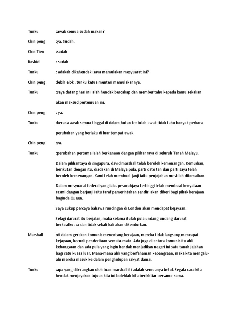 Dialog Rundingan Baling. Lakonan | PDF