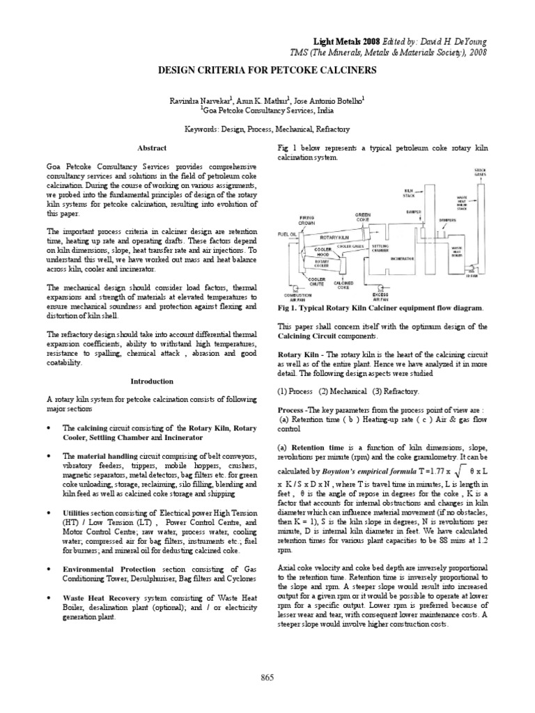 Design Criteria For Petcoke Calciners | PDF | Incineration | Combustion