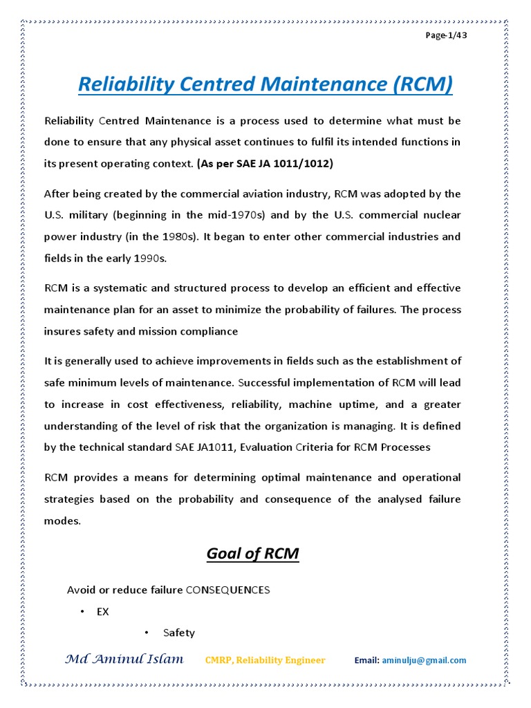 Understanding Reliability-Centered Maintenance | PDF | Reliability Engineering | Systems Theory