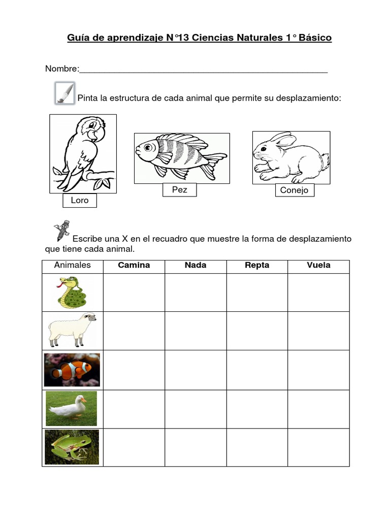 Desplazamiento de Animales para Niños | PDF | Artes del Lenguaje y ...