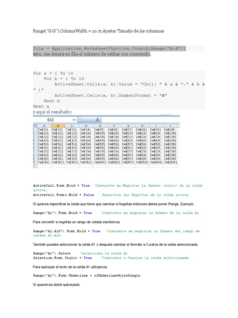 Codigos Excel | PDF | Modelo de color Rgb | Microsoft Excel