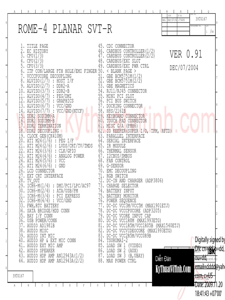 IBM Thinkpad T43 Laptop Schematics PDF | PDF | Digital Technology ...