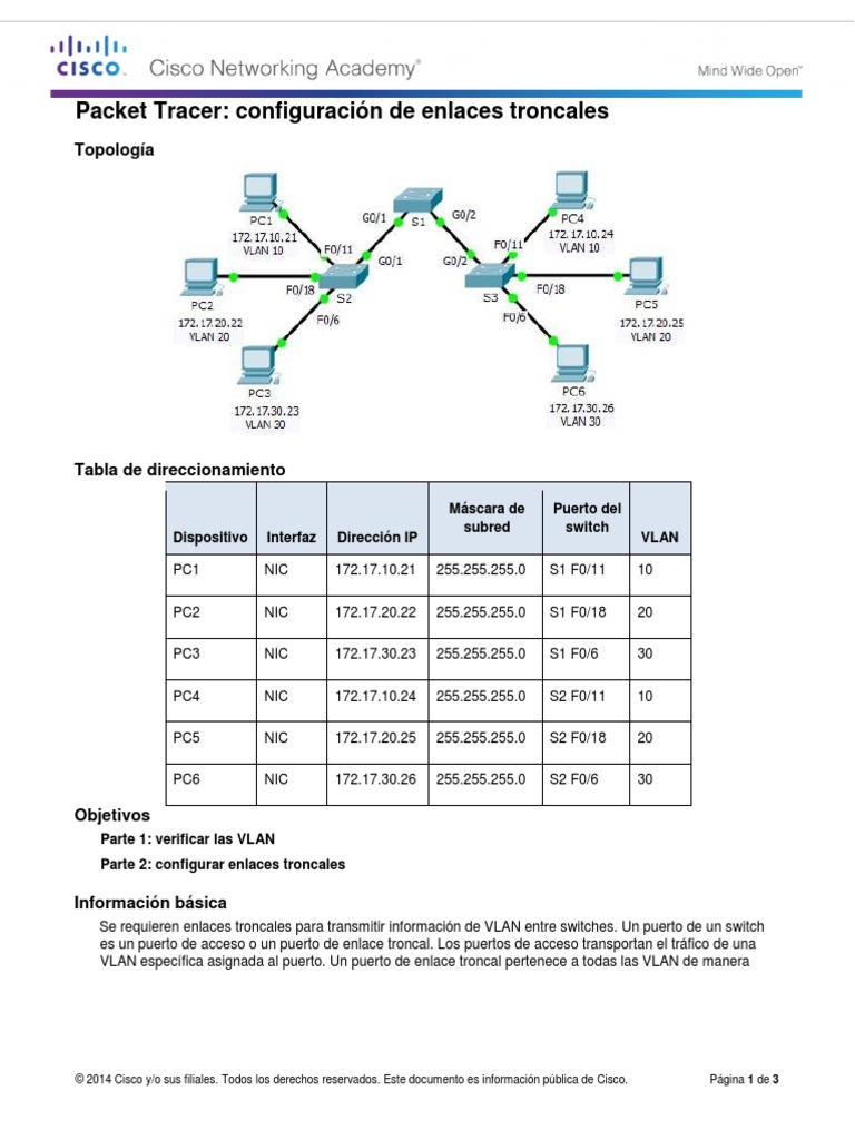 3.2.2.4 Packet Tracer - Configuring Trunks Instructions | PDF | Protocolos de comunicaciones ...