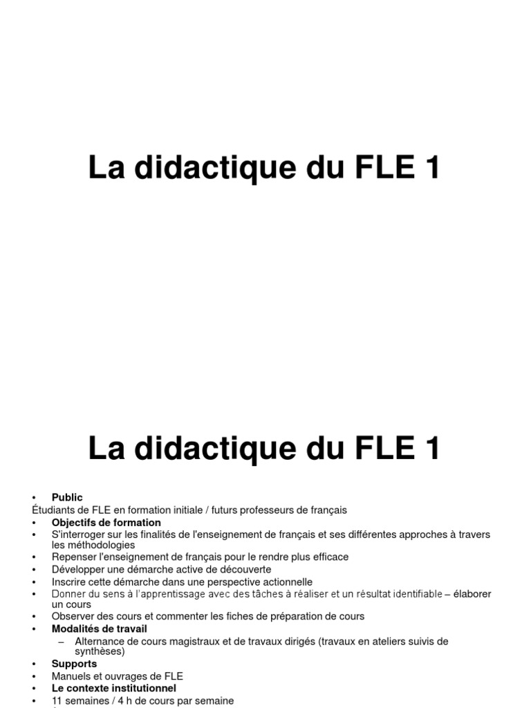 Didactique Du FLE | PDF | Pédagogie | Apprentissage