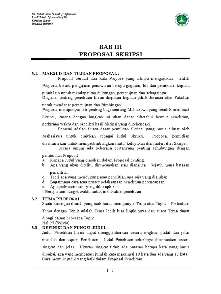 Panduan Menyusun Proposal Skripsi Pdf Seni Komputer