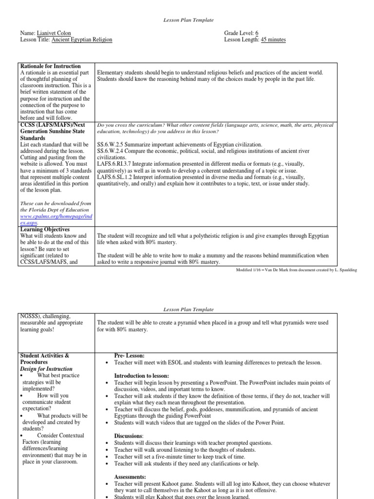 6th Grade: Ancient Egypt Religion | PDF | Educational Assessment ...