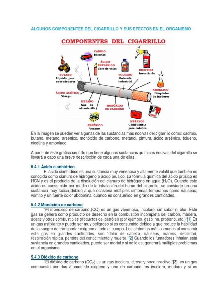 Componentes Del Cigarro | PDF | Nicotina | Fumar tabaco